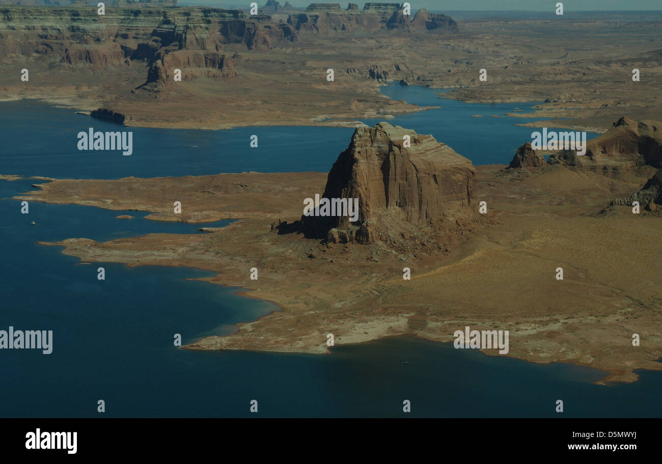 Aerial view, towards Face Bay and Rainbow Plateau, Dominguez Butte ...