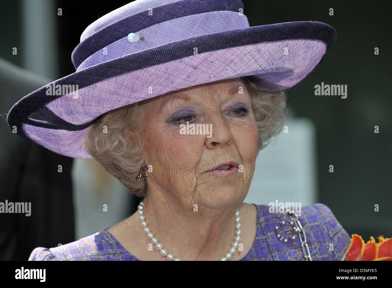 Queen Beatrix of the Netherlands visits the Willem Arntz house, a ...