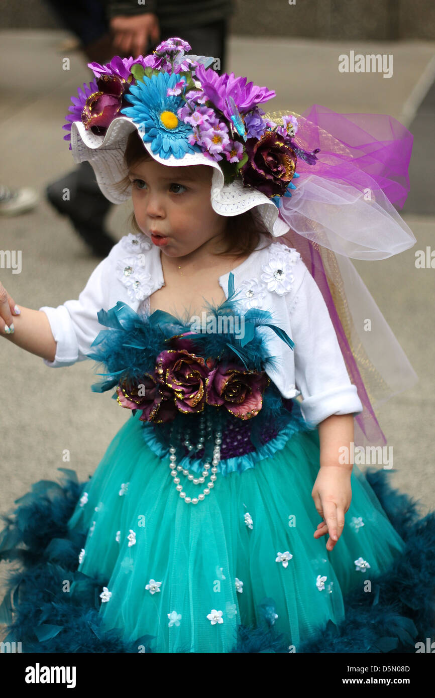 A little girl dressed up for New York City's Easter Parade Stock Photo ...