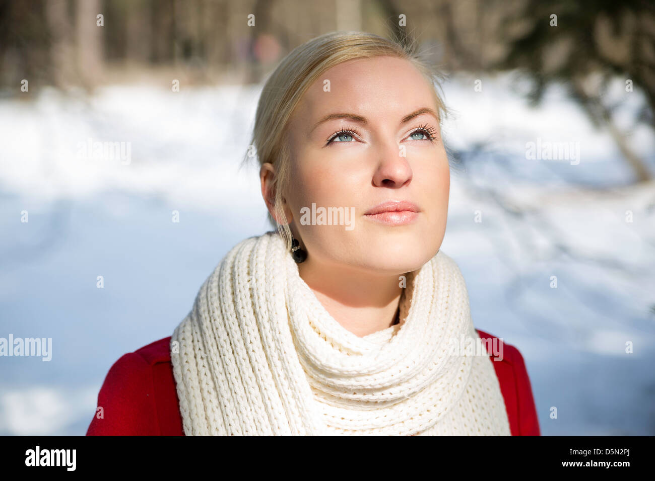 Woman warming face sun hi-res stock photography and images - Alamy