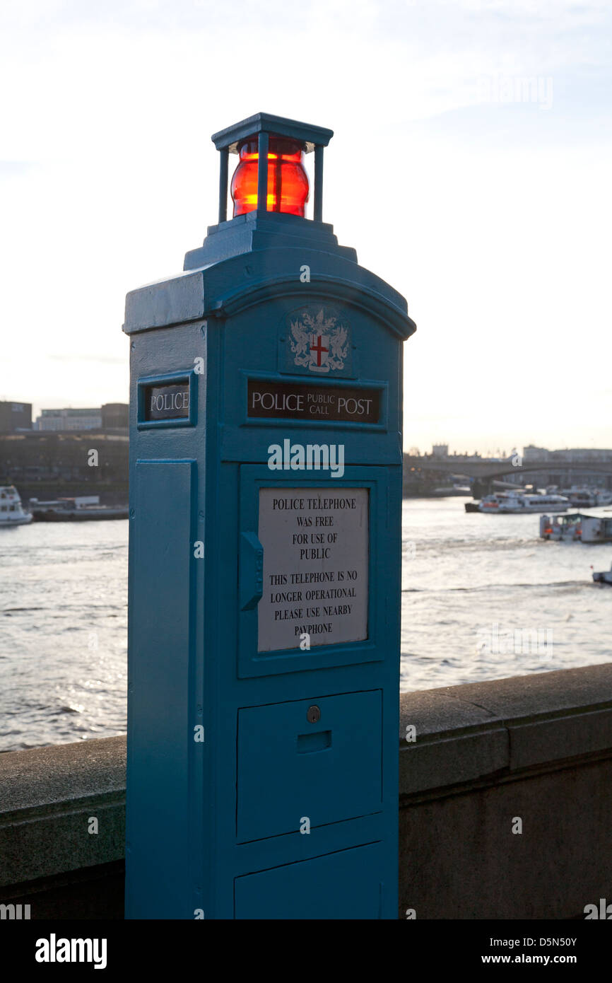 Old police box on the Thames Embankment, London Stock Photo - Alamy
