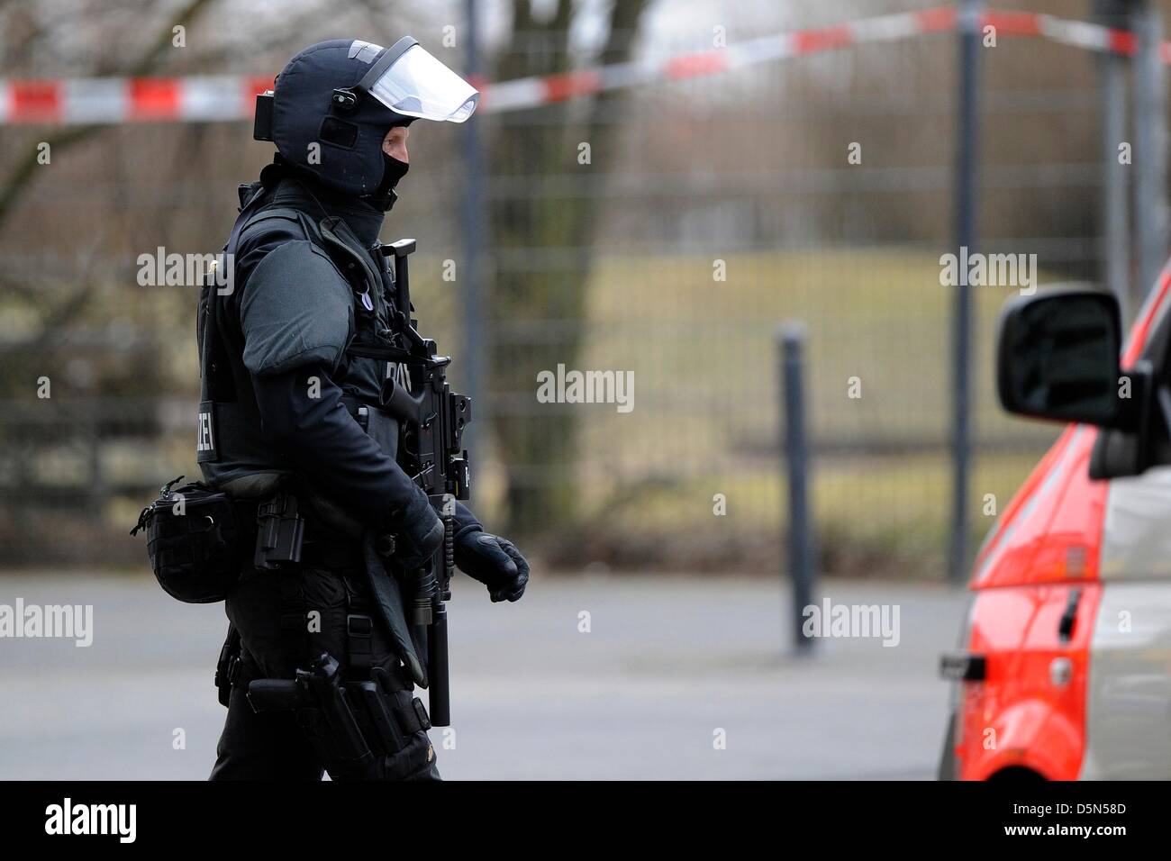 German special police forces (SEK) prepare for an operation at a day ...