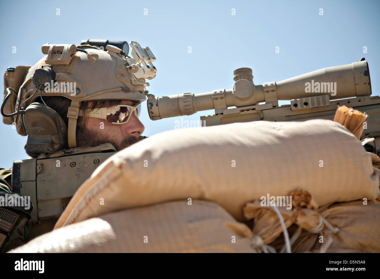 A US Marine Special Operations soldier provides security during the ...