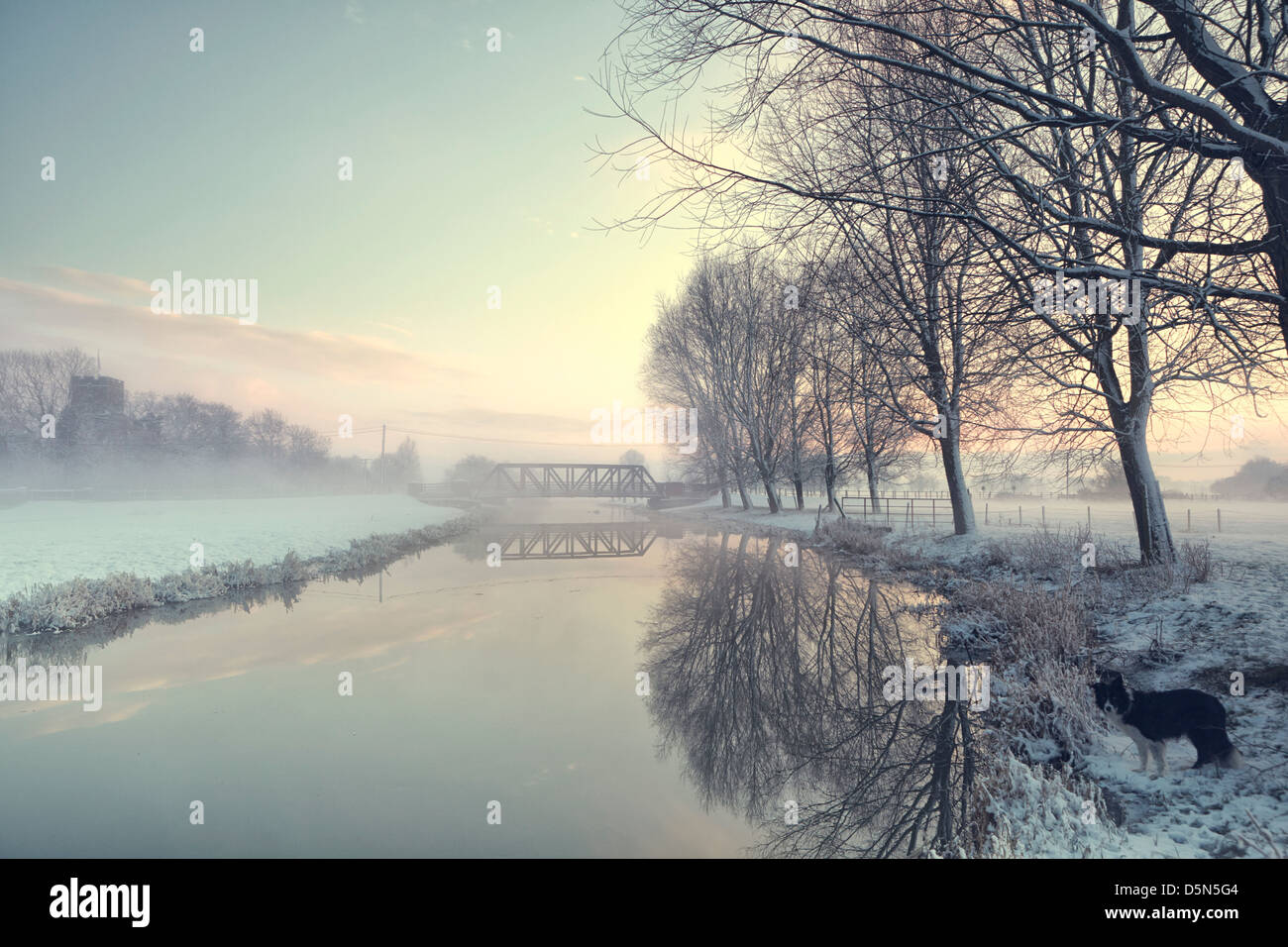 The Waveney river on the Norfolk/Suffolk border in winter Stock Photo ...
