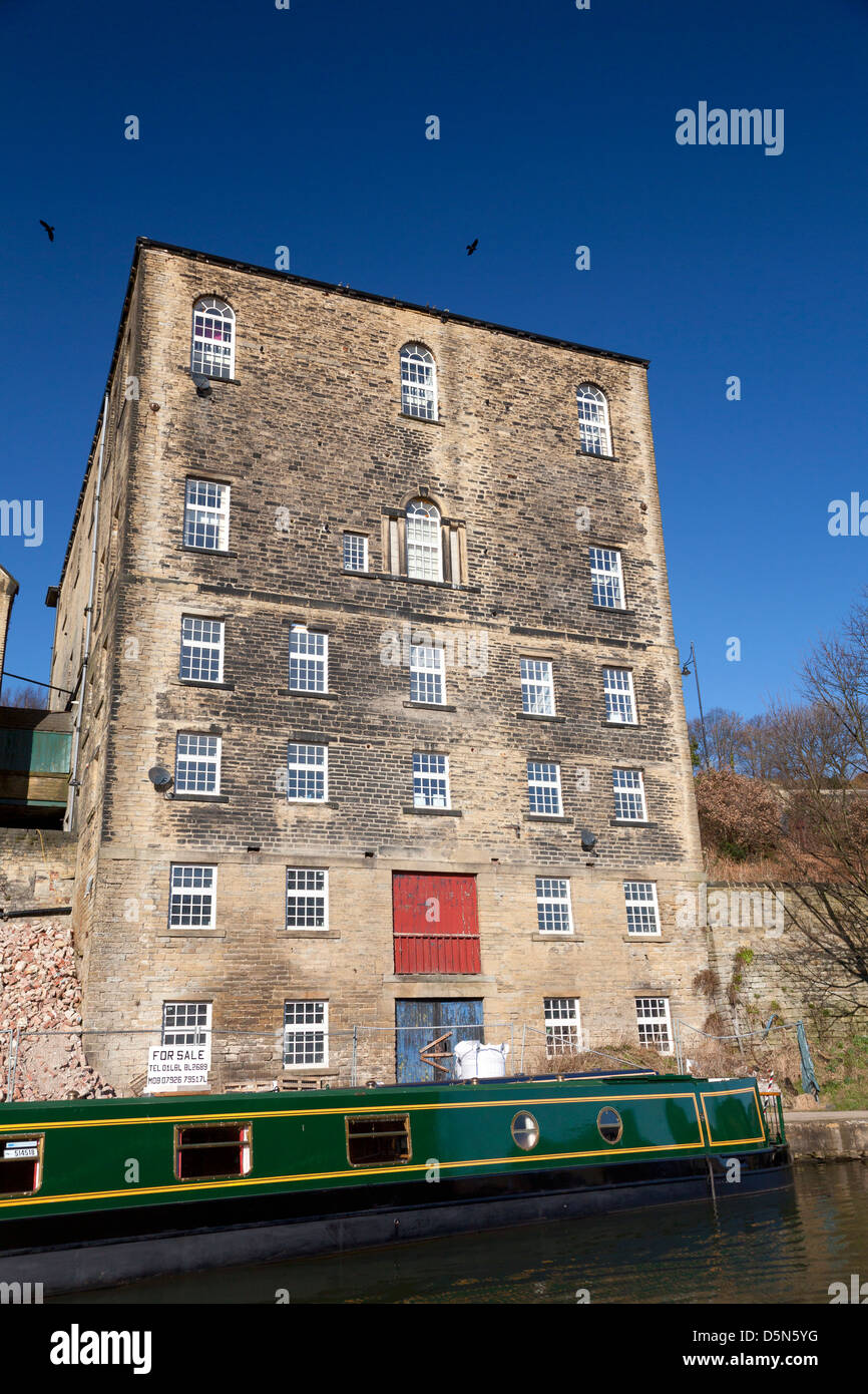 Old warehouse beside the canal basin on the Calder & Hebble Navigation ...