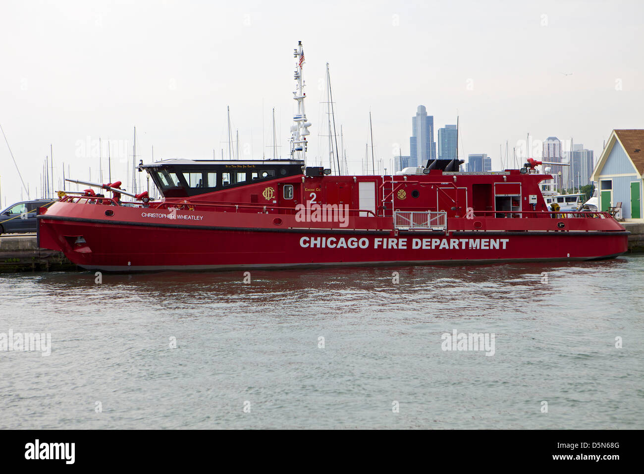 Chicago fire boat moored on the Chicago River Stock Photo - Alamy