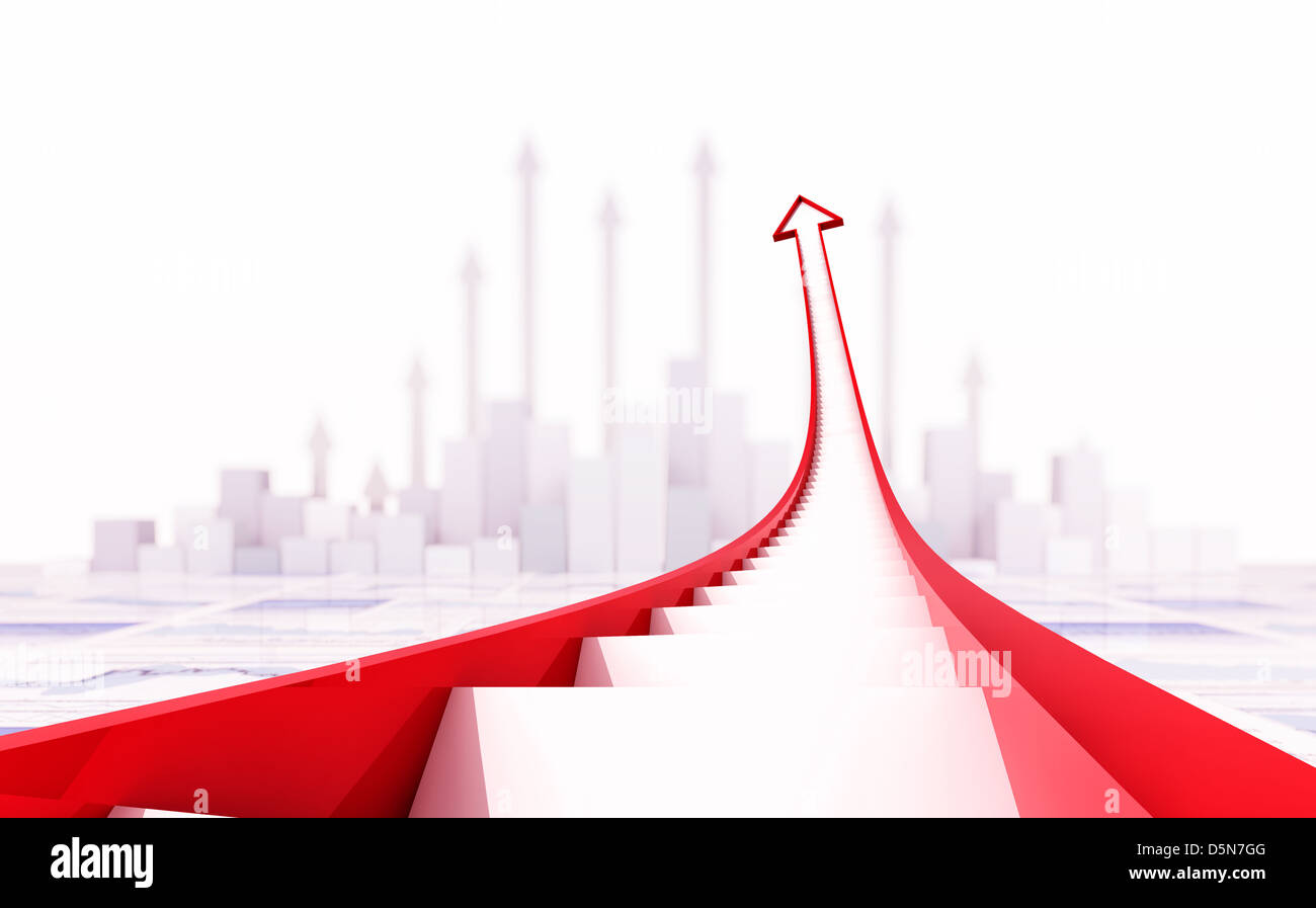 3d arrow stair and business chart Stock Photo - Alamy