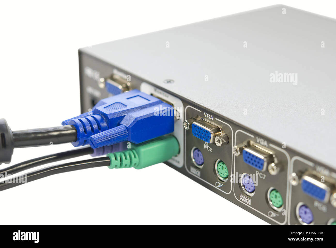 KVM (keyboard, video and mouse) switch isolated on white background ...