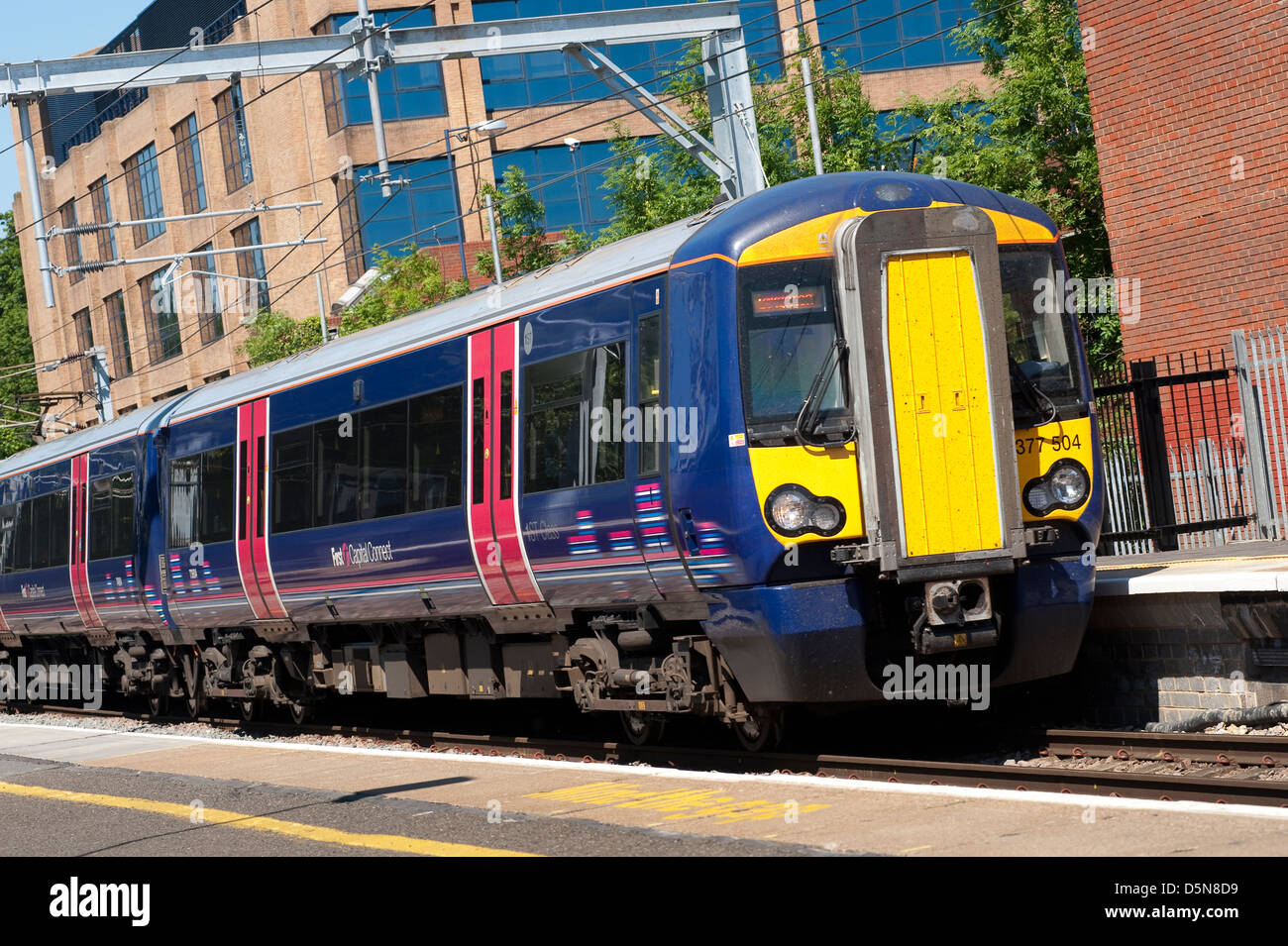 Passenger train in First Capital Connect livery waiting at a railway ...