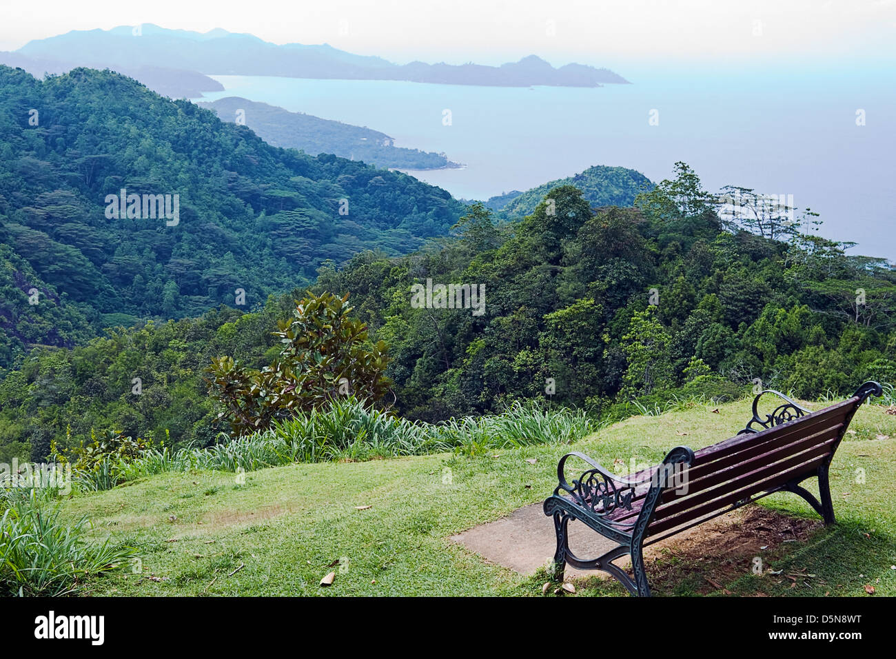 Bench on a hill. Ocean Stock Photo - Alamy