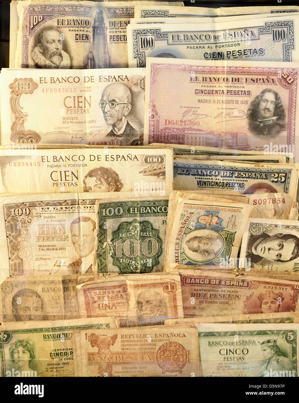Assorted spanish peseta banknotes Stock Photo - Alamy