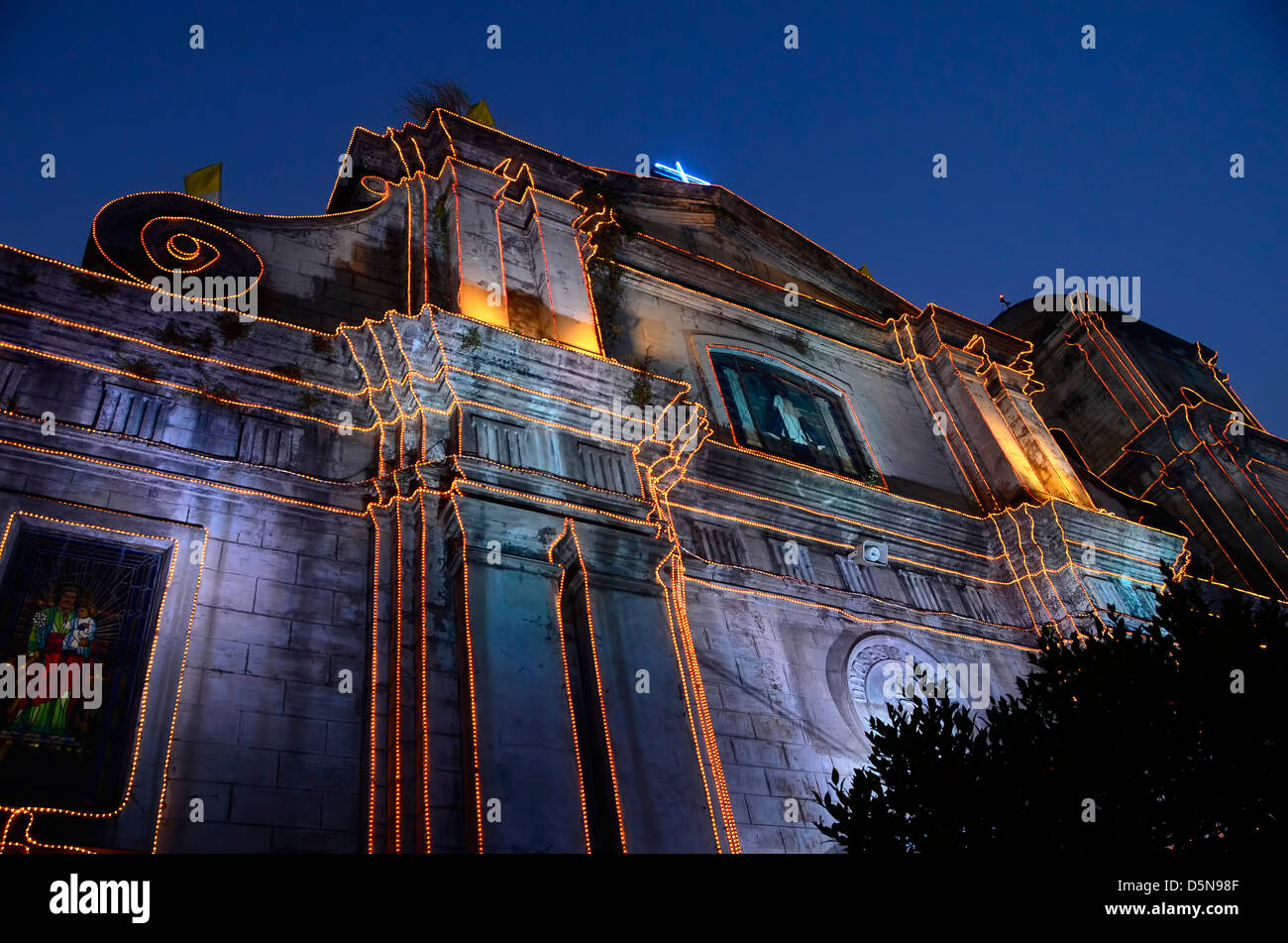 The Imus Cathedral in Imus, Cavite, Philippines, lit for Christmas ...