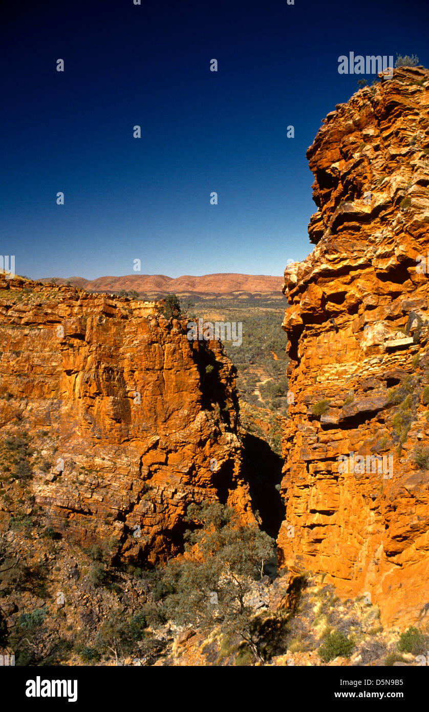 Australia Alice Springs Entrance To Serpentine Gorge Looking Out Stock ...