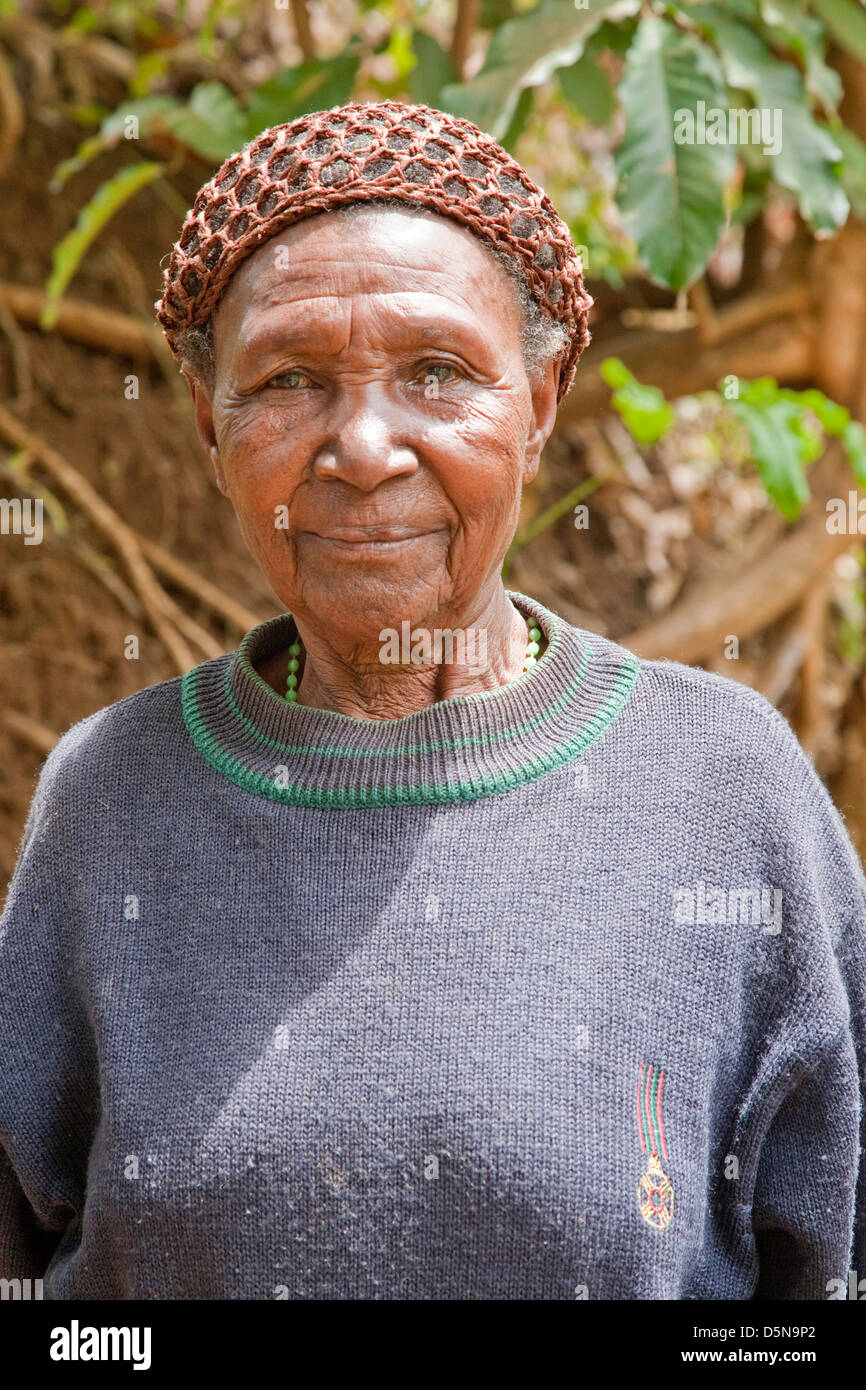 Village Elder Farm woman near Moshi in Est Africa;Tanzania;Africa ...
