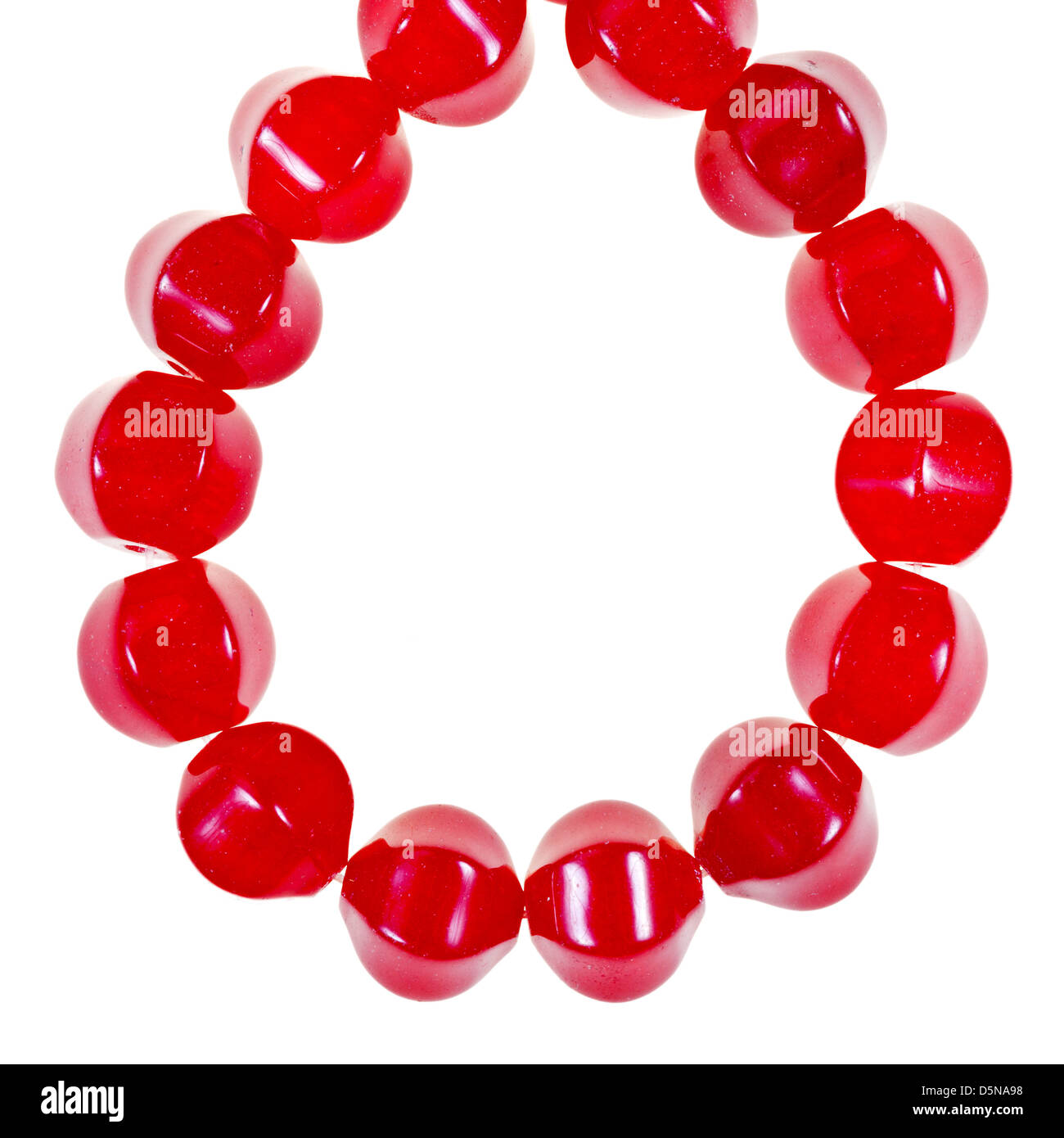 string of red jade necklaces isolated on white background Stock Photo ...