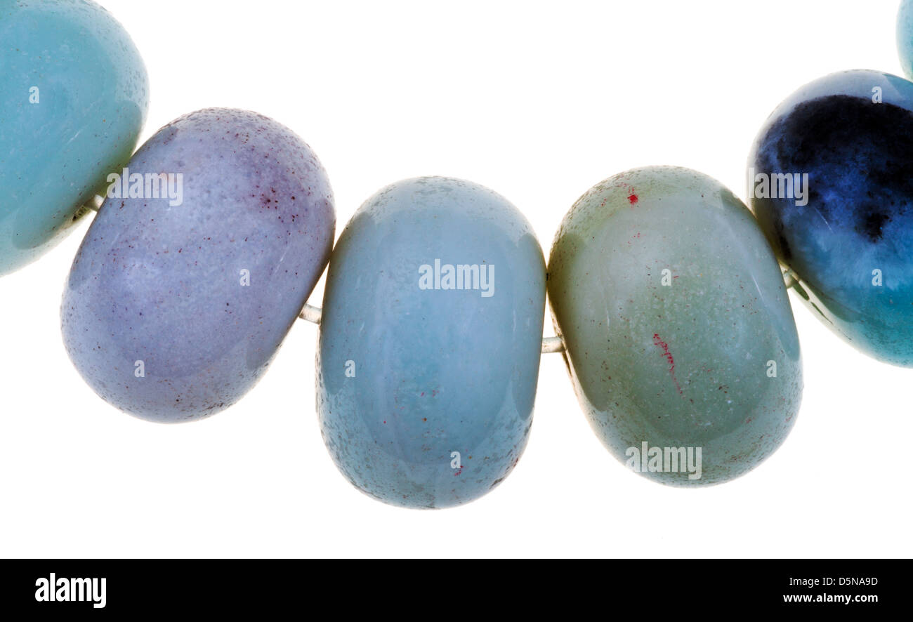 string of blue stone necklace isolated on white background Stock Photo ...