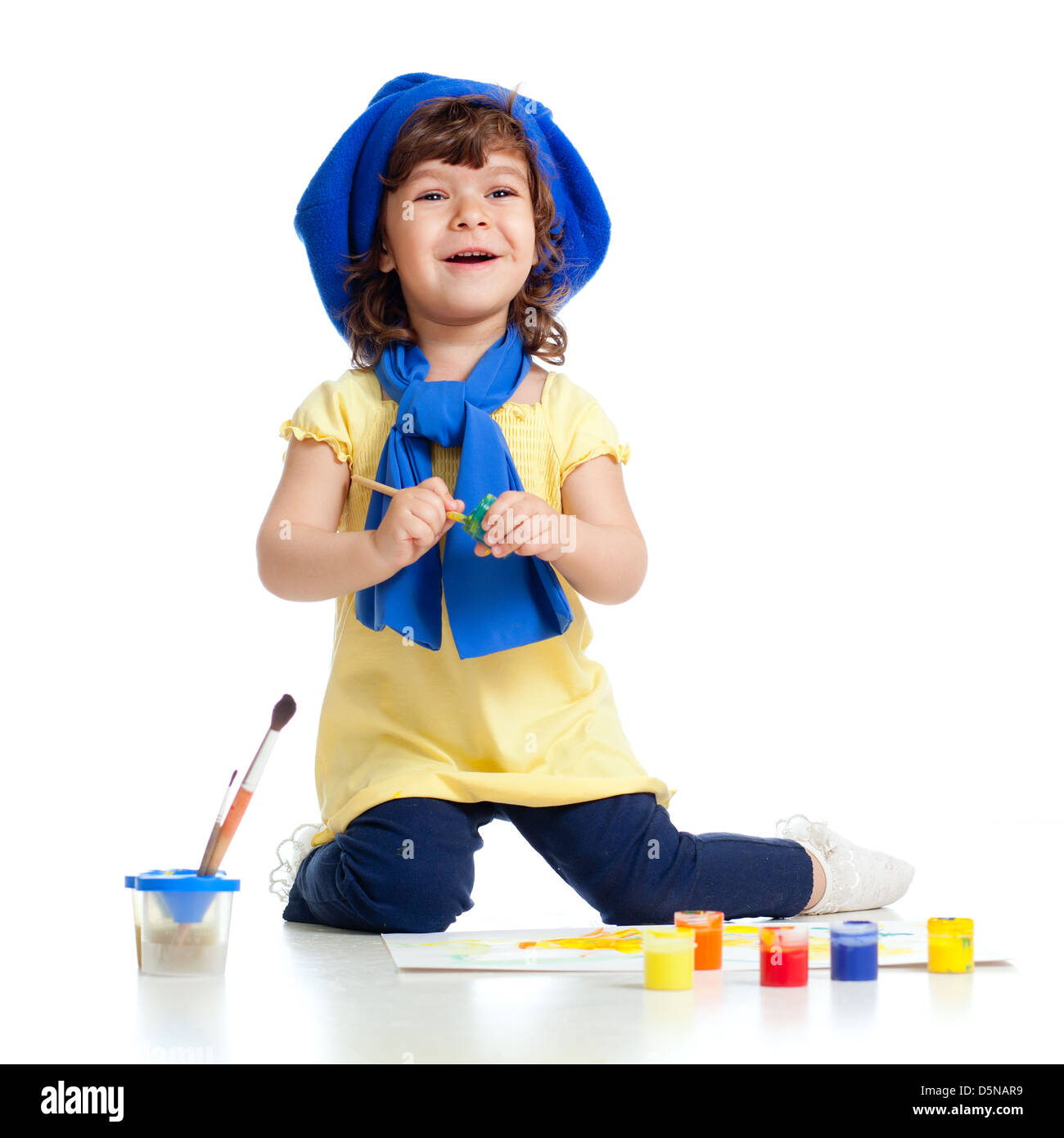 adorable artist kid drawing and painting Stock Photo - Alamy