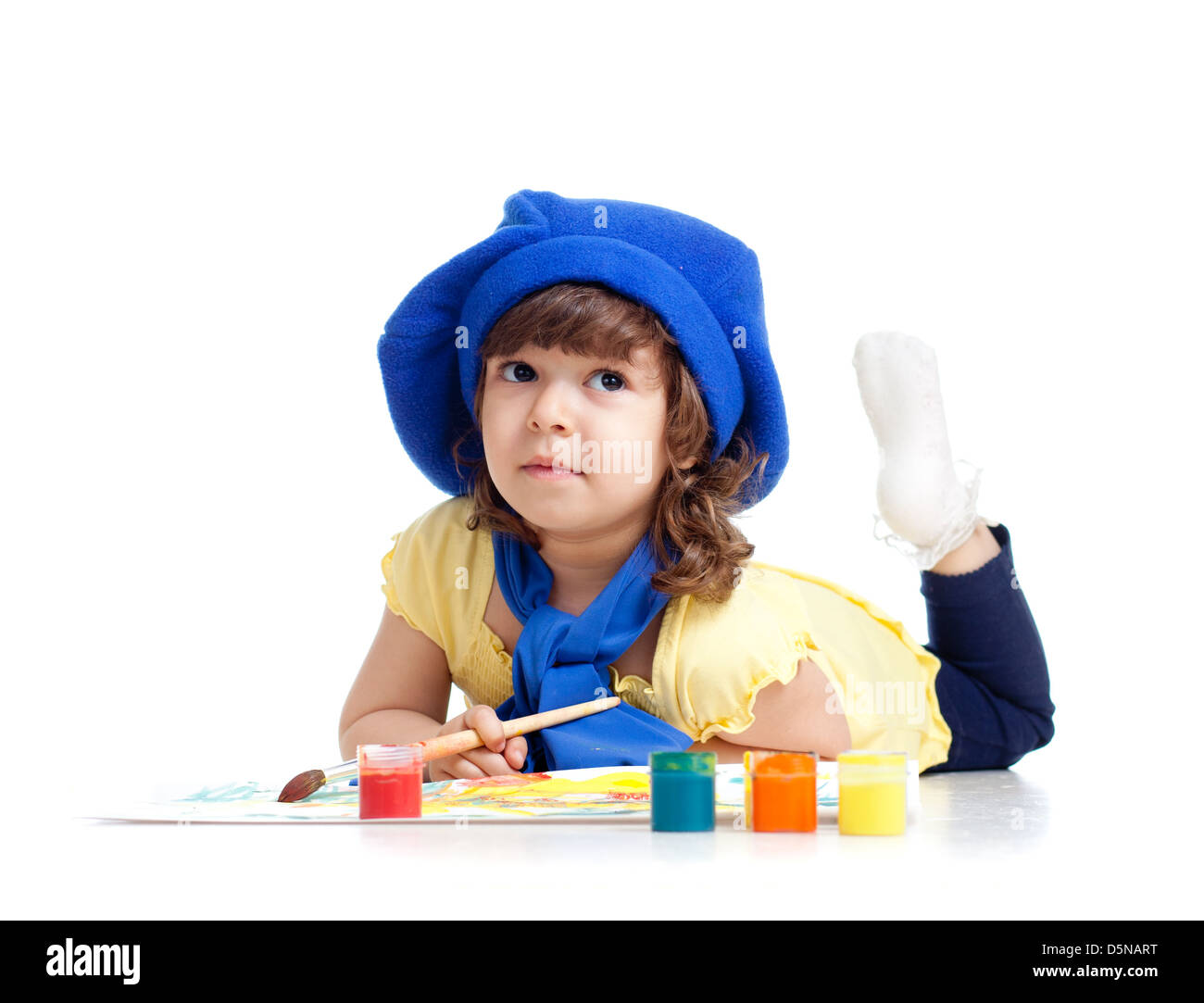 adorable artist kid drawing and painting Stock Photo - Alamy