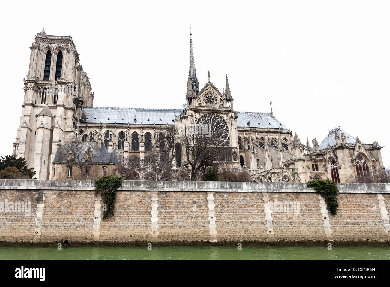 cathedral Notre Dame de Paris in overcast day Stock Photo - Alamy