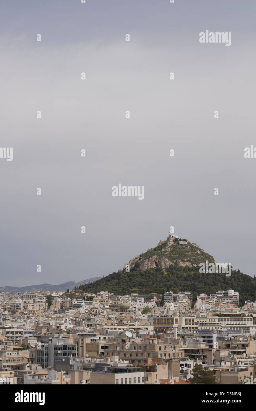 Mount Lycabettus rising from Athens Stock Photo - Alamy