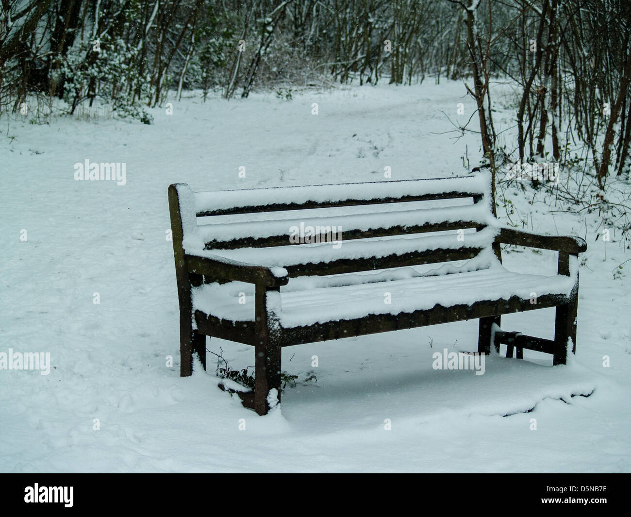 Snow covered Bench Stock Photo - Alamy
