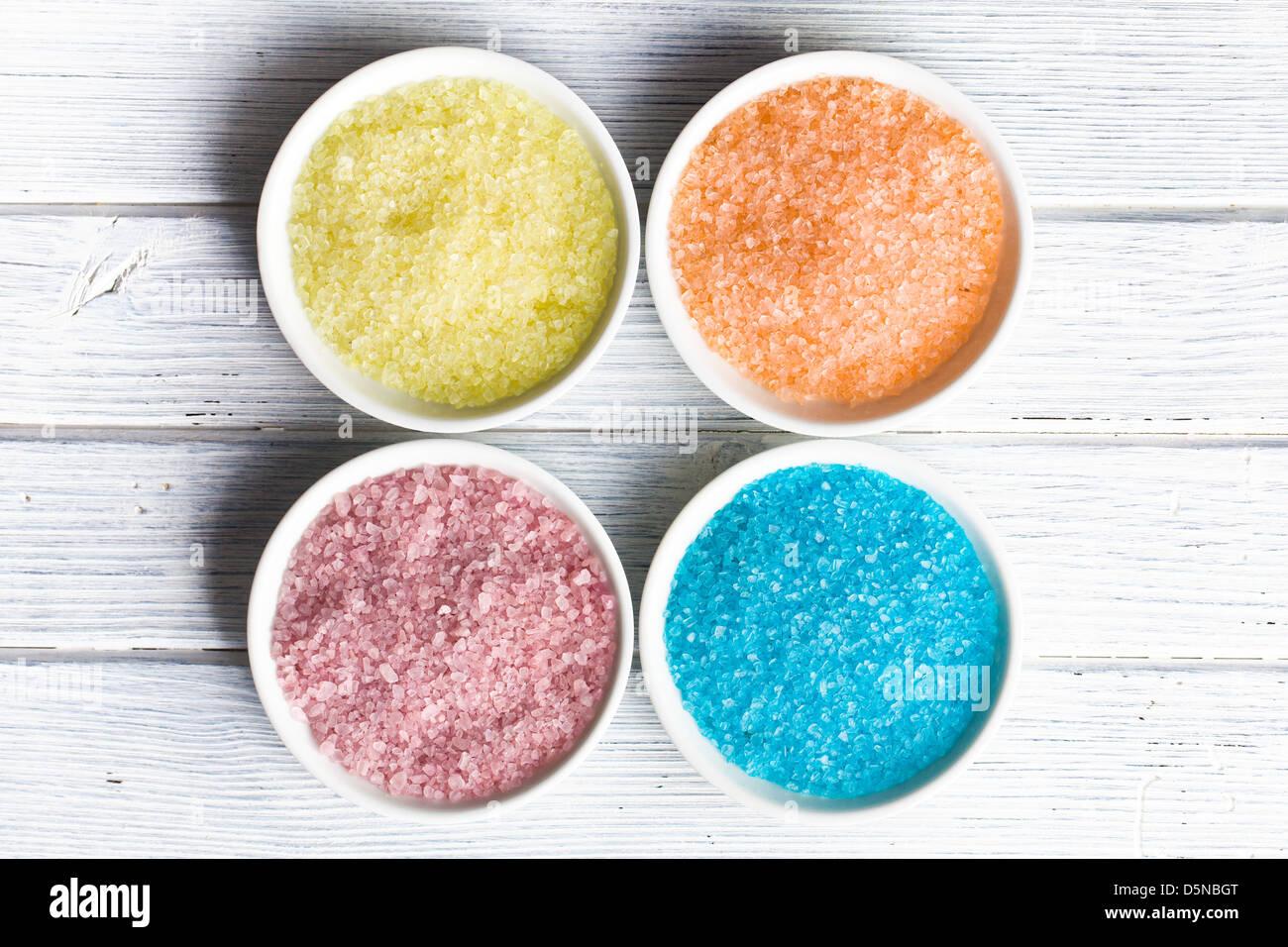 the different colours of bath salt Stock Photo - Alamy