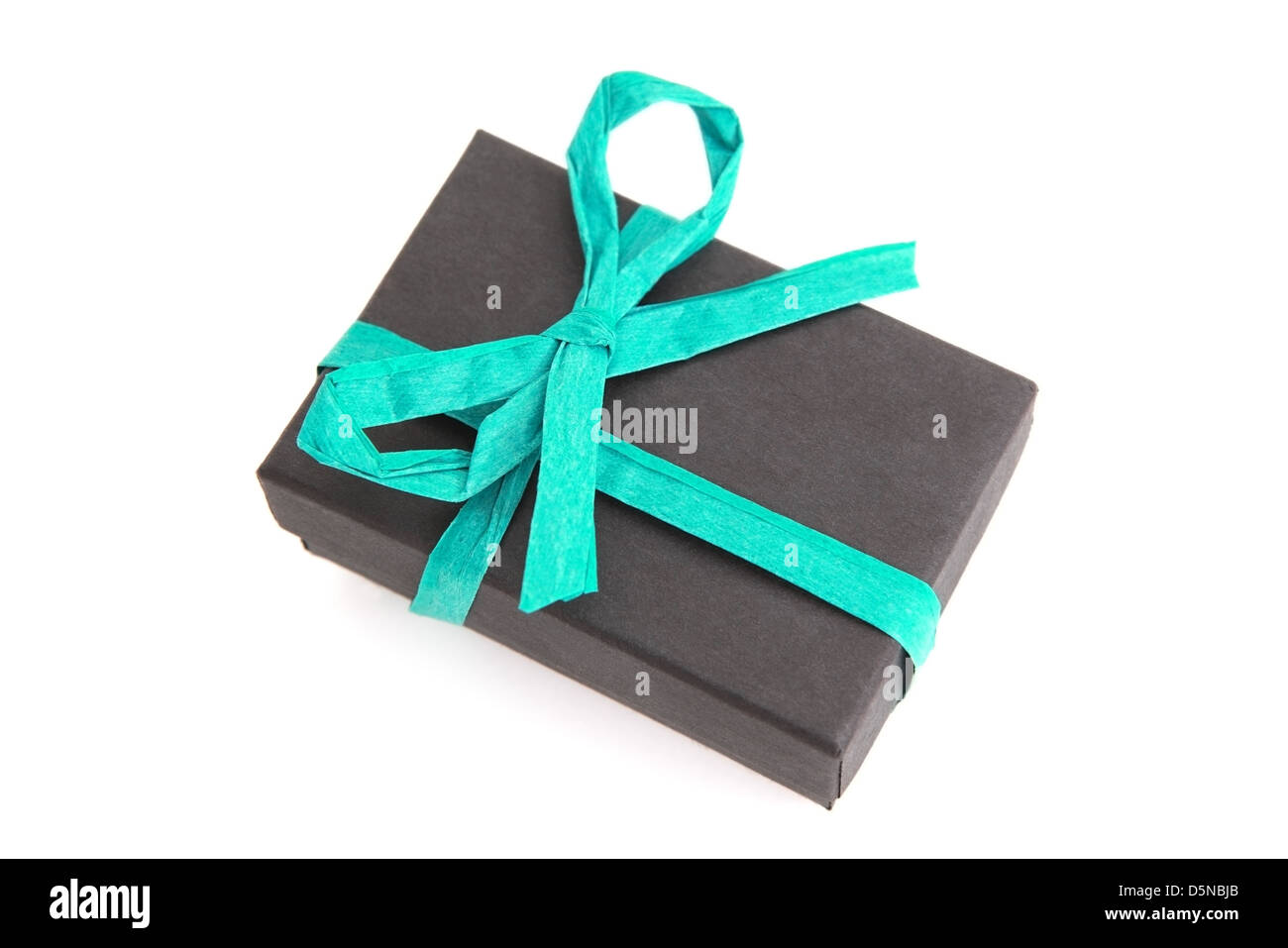 beautifully wrapped black and blue gift box over white background Stock ...