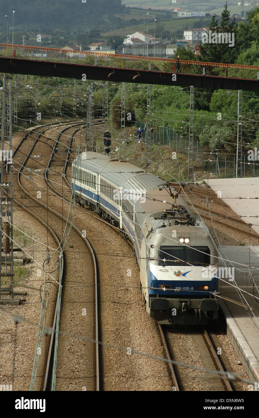 long-distance train in the Mediterranean area of Spain Stock Photo - Alamy