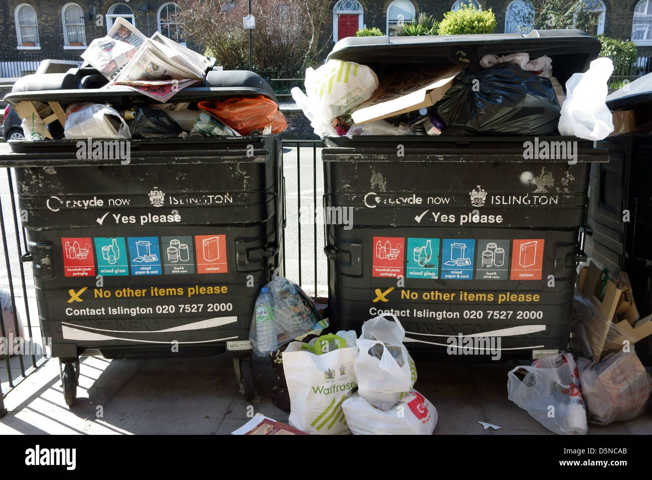 Overflowing recycling containers in London street Stock Photo - Alamy Overflowing recycling containers in London street Stock Photo - Alamy
