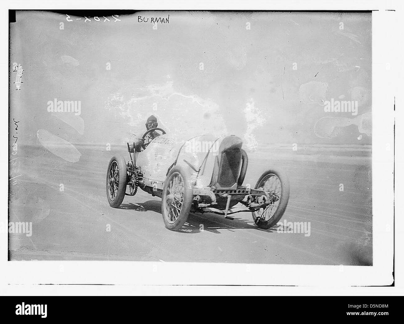 A photograph of race car driver Bob Burman with his Blitzen Benz at ...