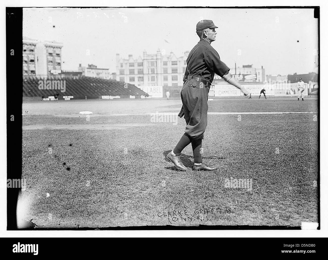 Clark Griffith, pitcher for the Cincinnati Reds, captured in a vintage ...