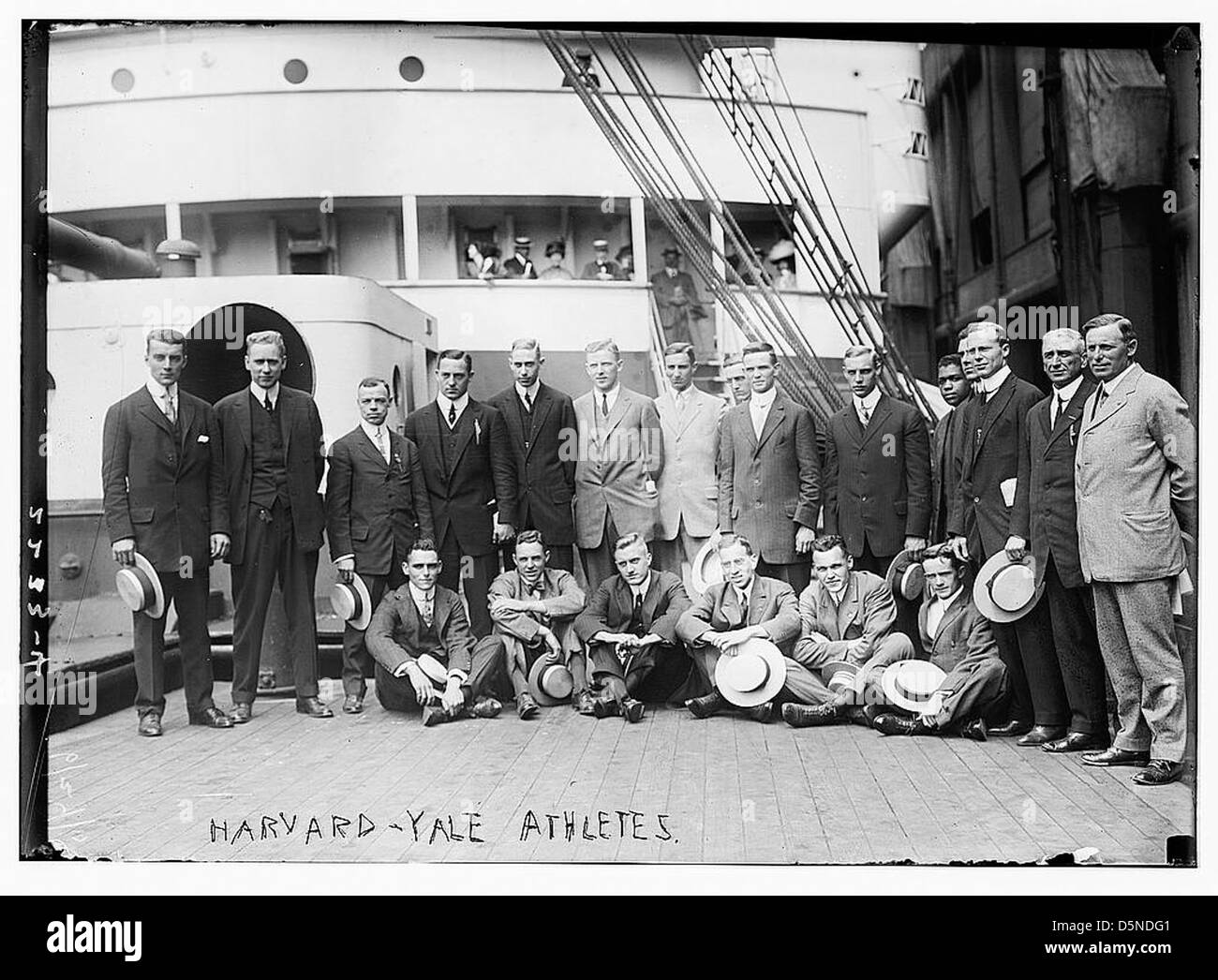 A photograph of athletes from Harvard and Yale universities in the ...