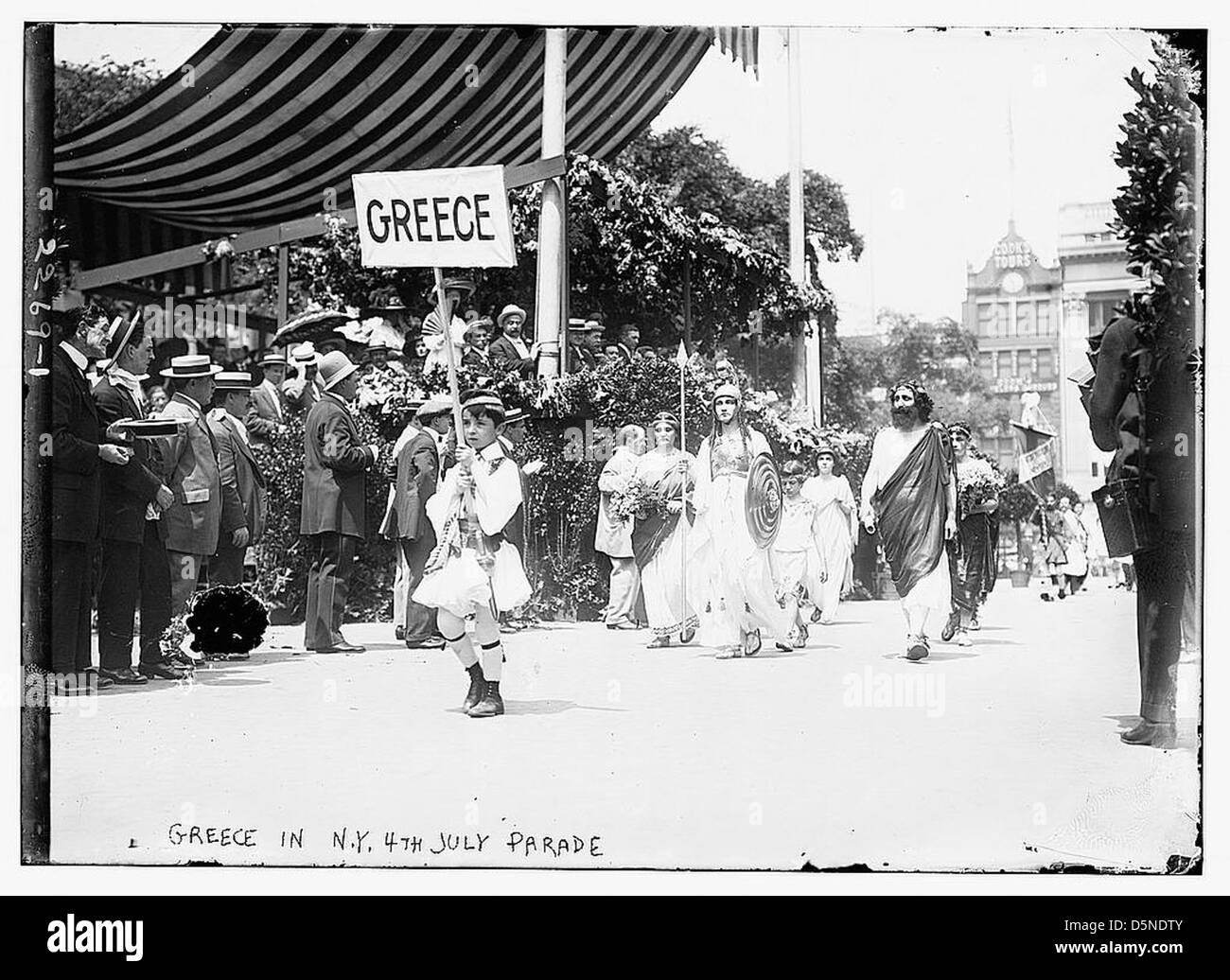 Greek immigrants participating in the 4th of July parade in New York ...