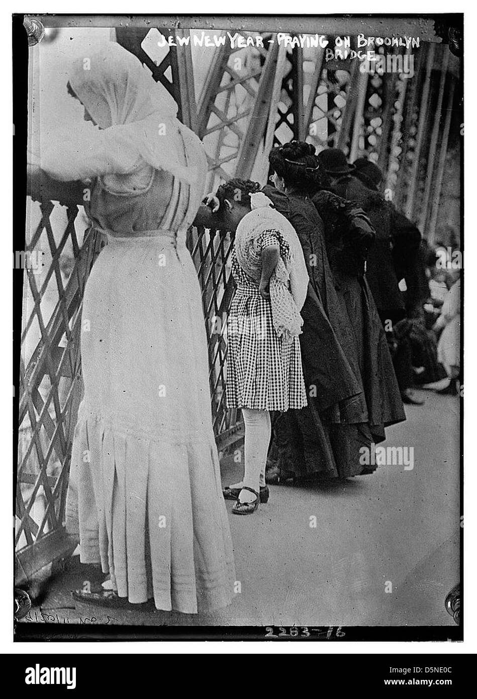 A photograph showing individuals praying during the Jewish New Year ...