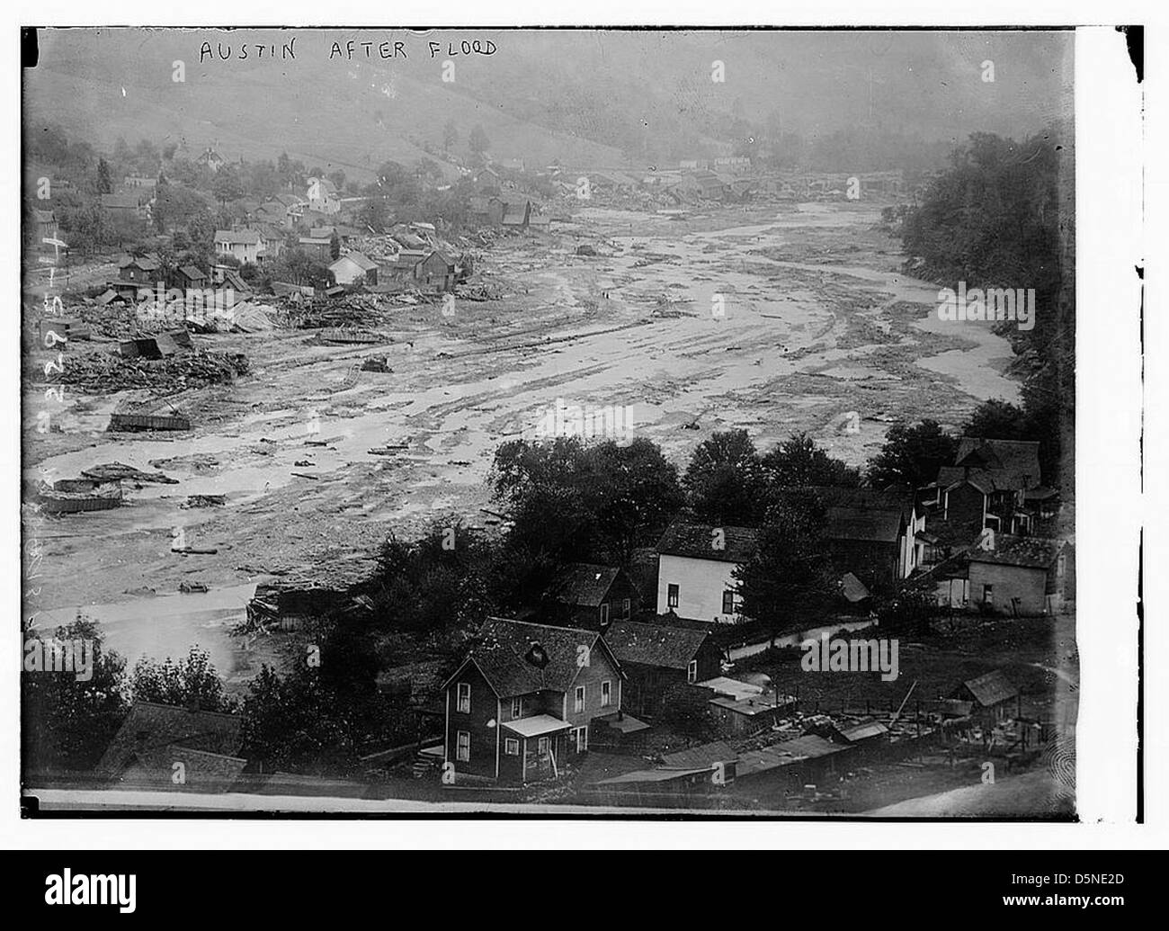 A photograph showing the aftermath of the 1911 Austin Dam Disaster in ...