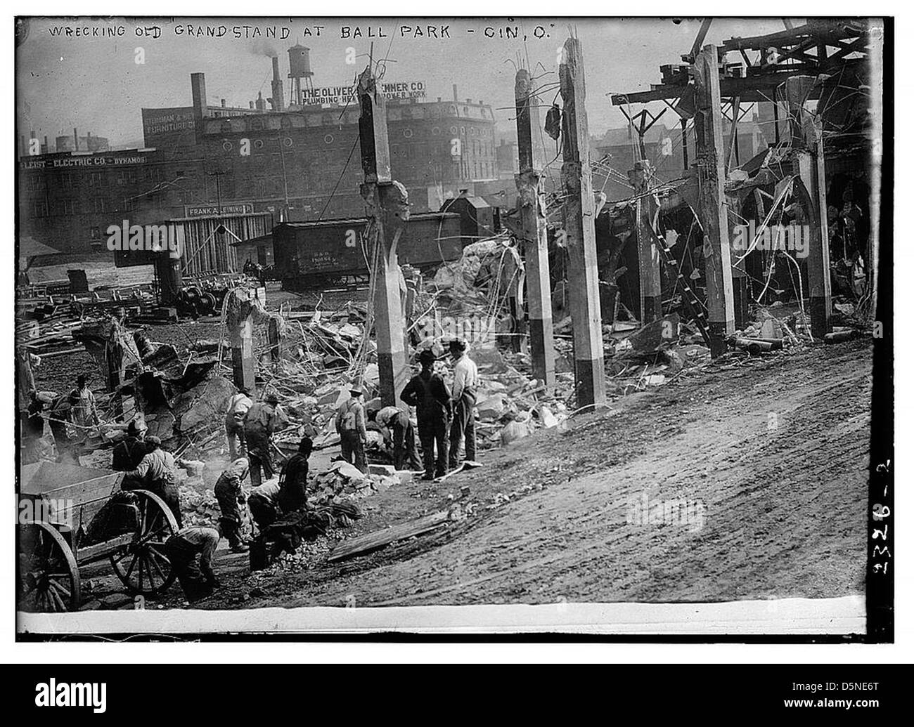 A photograph showing the demolition of the Palace of the Fans baseball ...