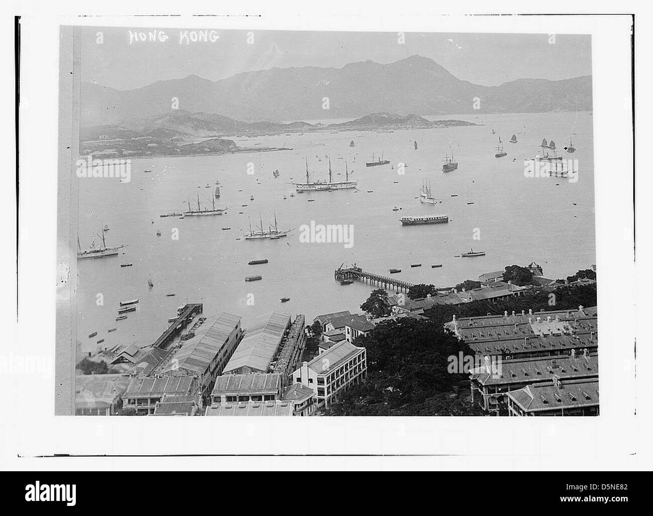 A 1910s photograph of Victoria Harbour in Hong Kong, featuring ships ...