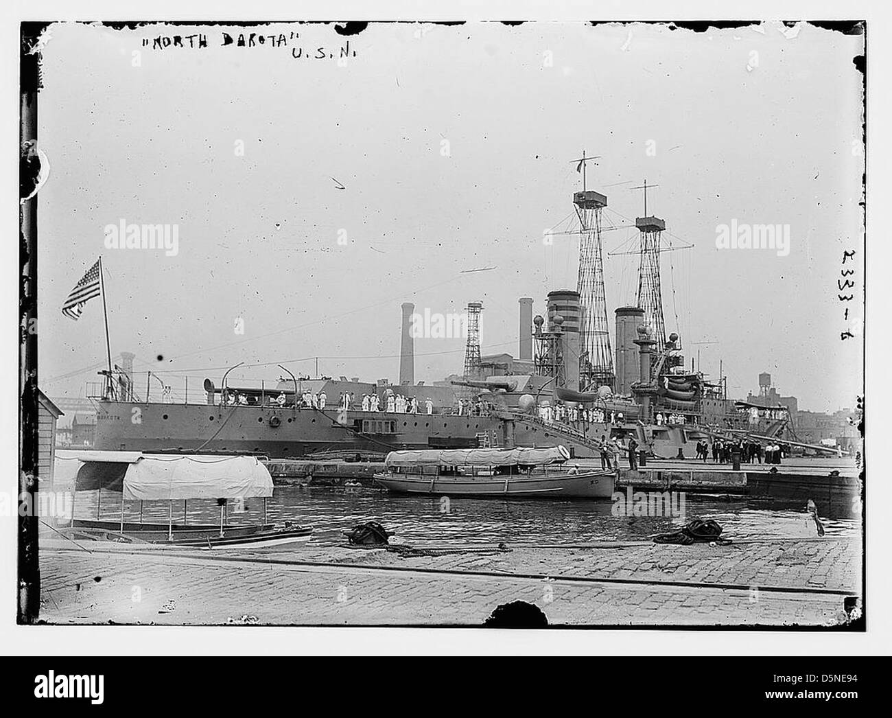 The USS North Dakota (BB-29), a Delaware-class battleship of the United ...