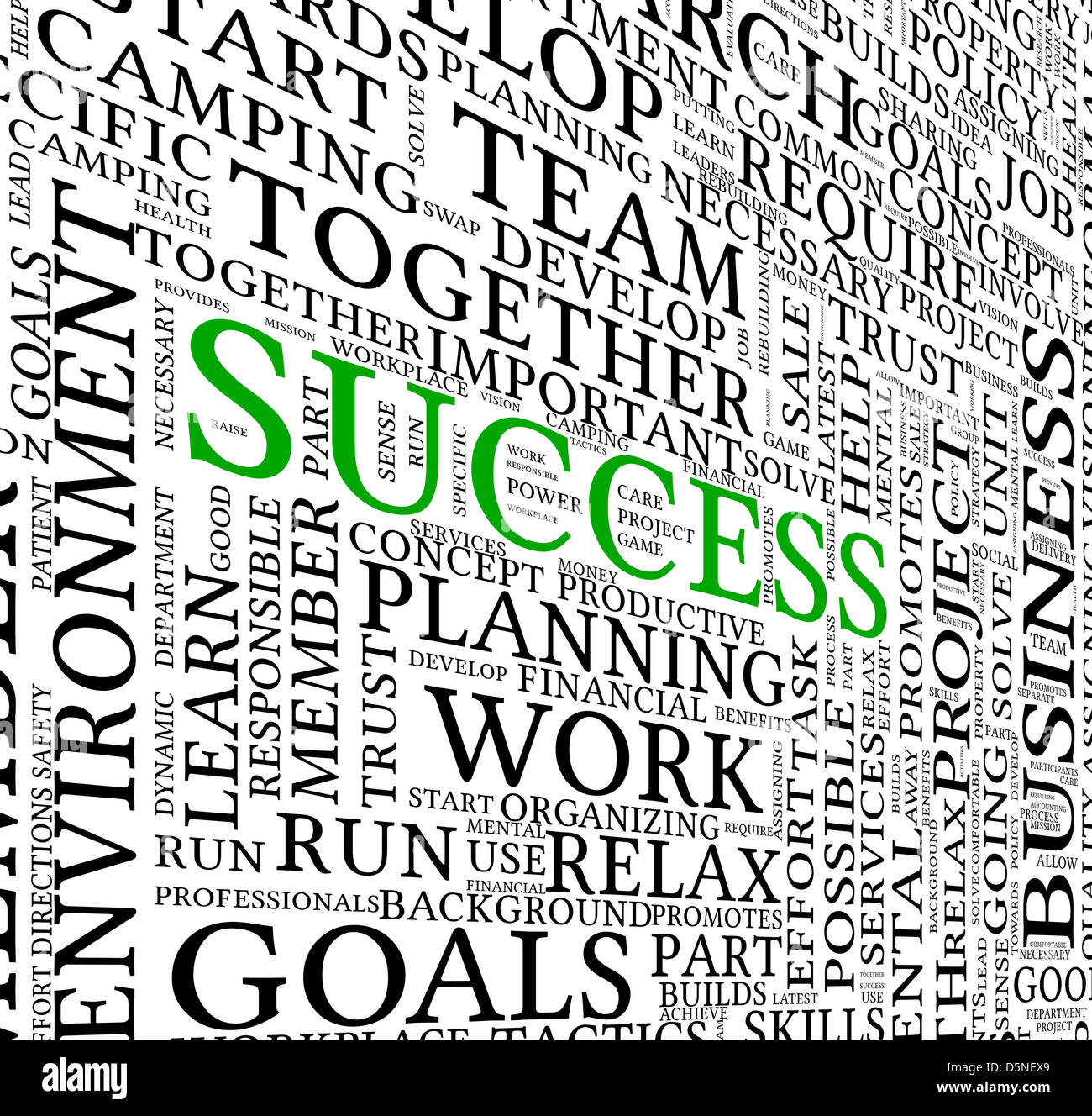 Success concept related words in tag cloud isolated on white Stock ...