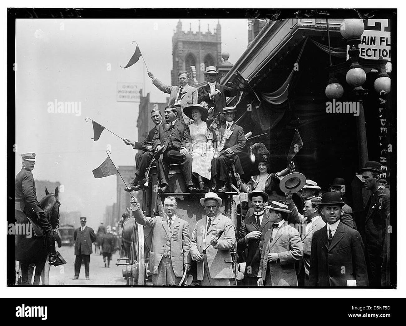 This image shows California delegates cheering for a stagecoach during ...