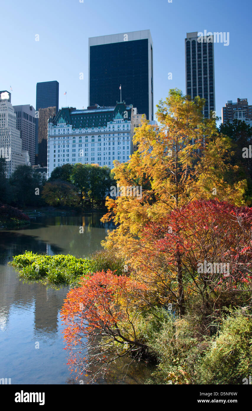 FALL FOLIAGE POND CENTRAL PARK SOUTH MANHATTAN NEW YORK CITY USA Stock ...