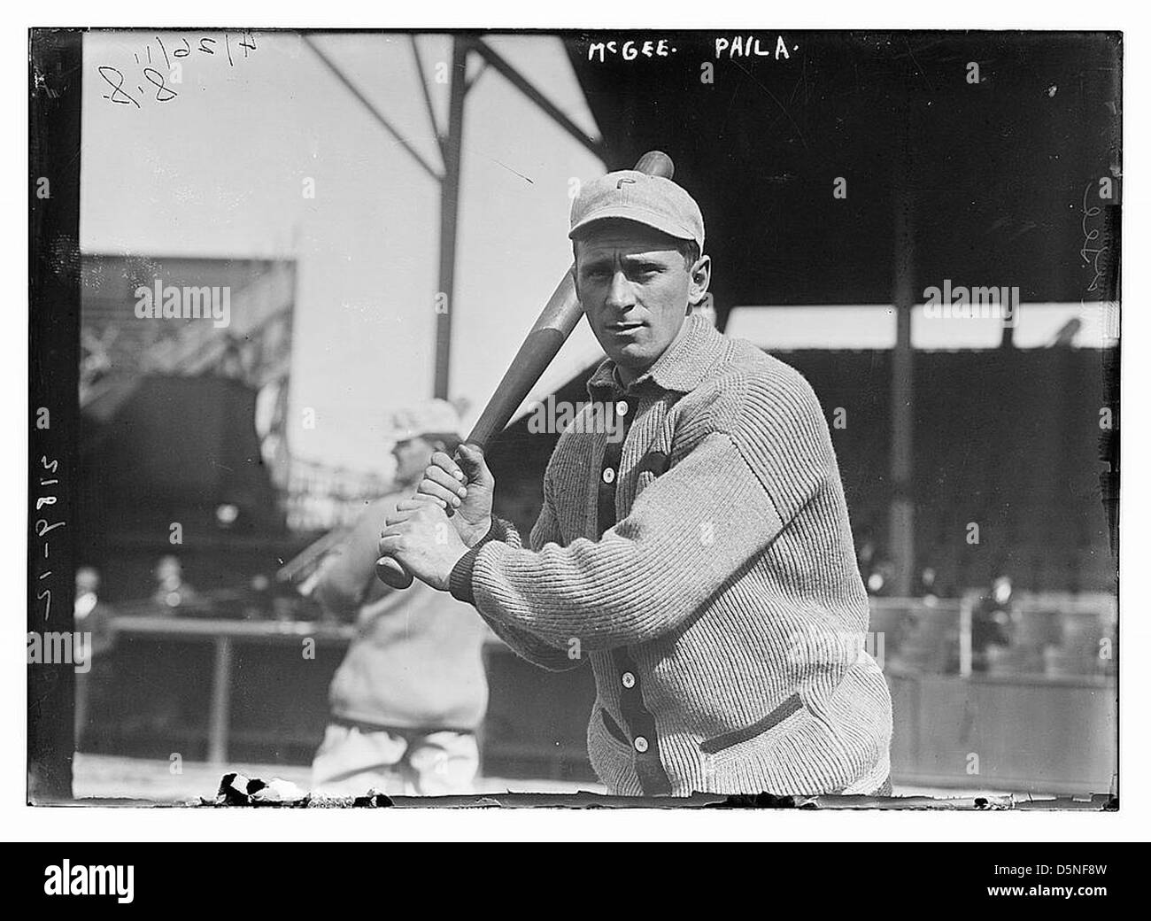This black-and-white photograph features Sherry Magee, a baseball ...