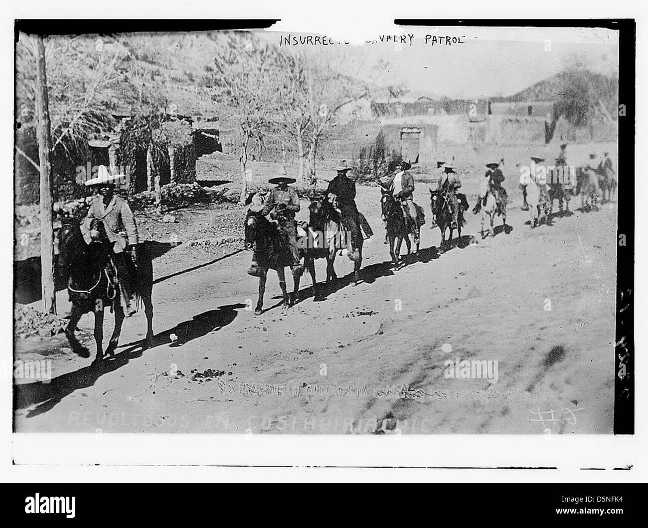 A photograph from the 1910s depicting an Insurrectos cavalry patrol in ...