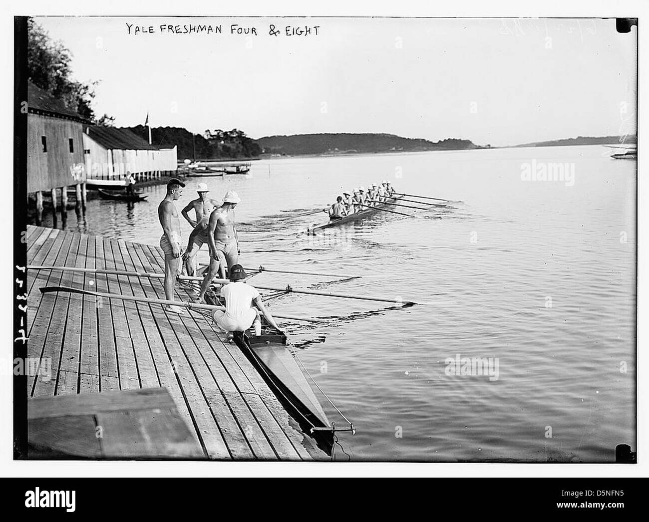 Yale Freshman Rowing teams, featuring the 4 & 8 boat crews, are shown ...