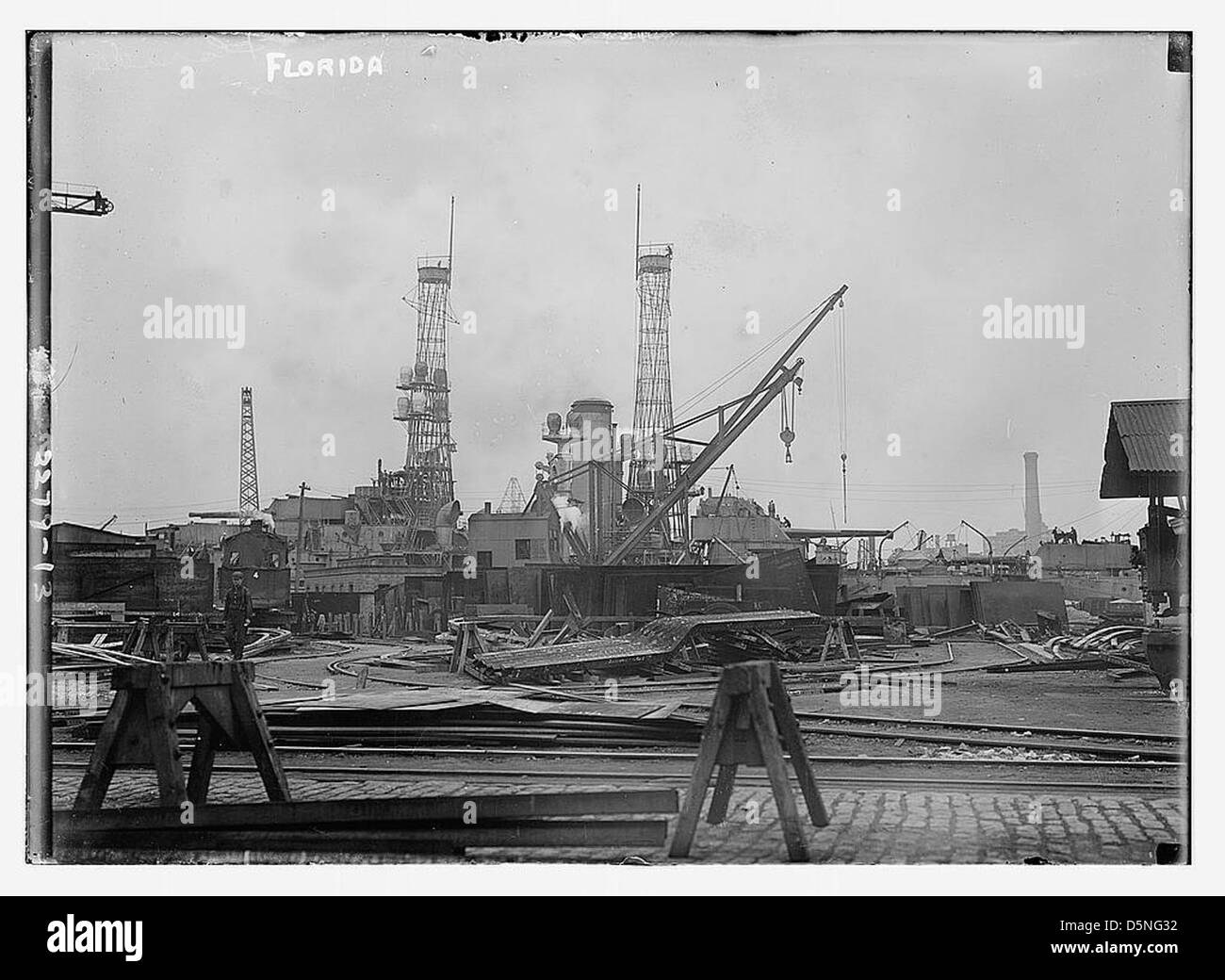 A photograph of the USS Florida (BB-30), a battleship of the Florida ...