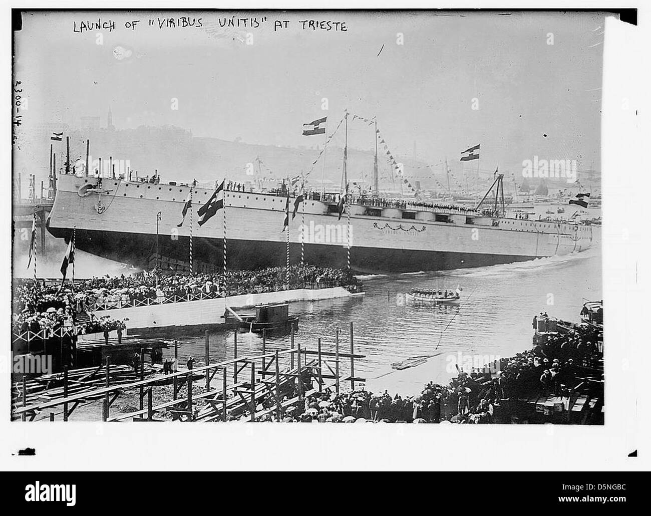 The launch of the Austro-Hungarian Navy battleship Viribus Unitis in ...