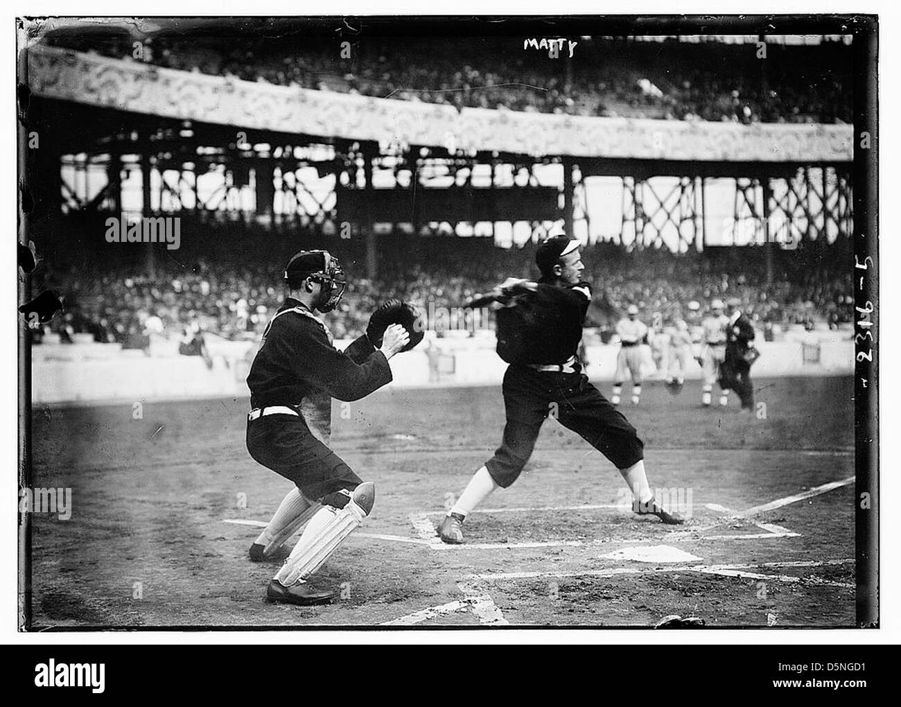 This photograph shows Christy Mathewson, a Hall of Fame pitcher, during ...