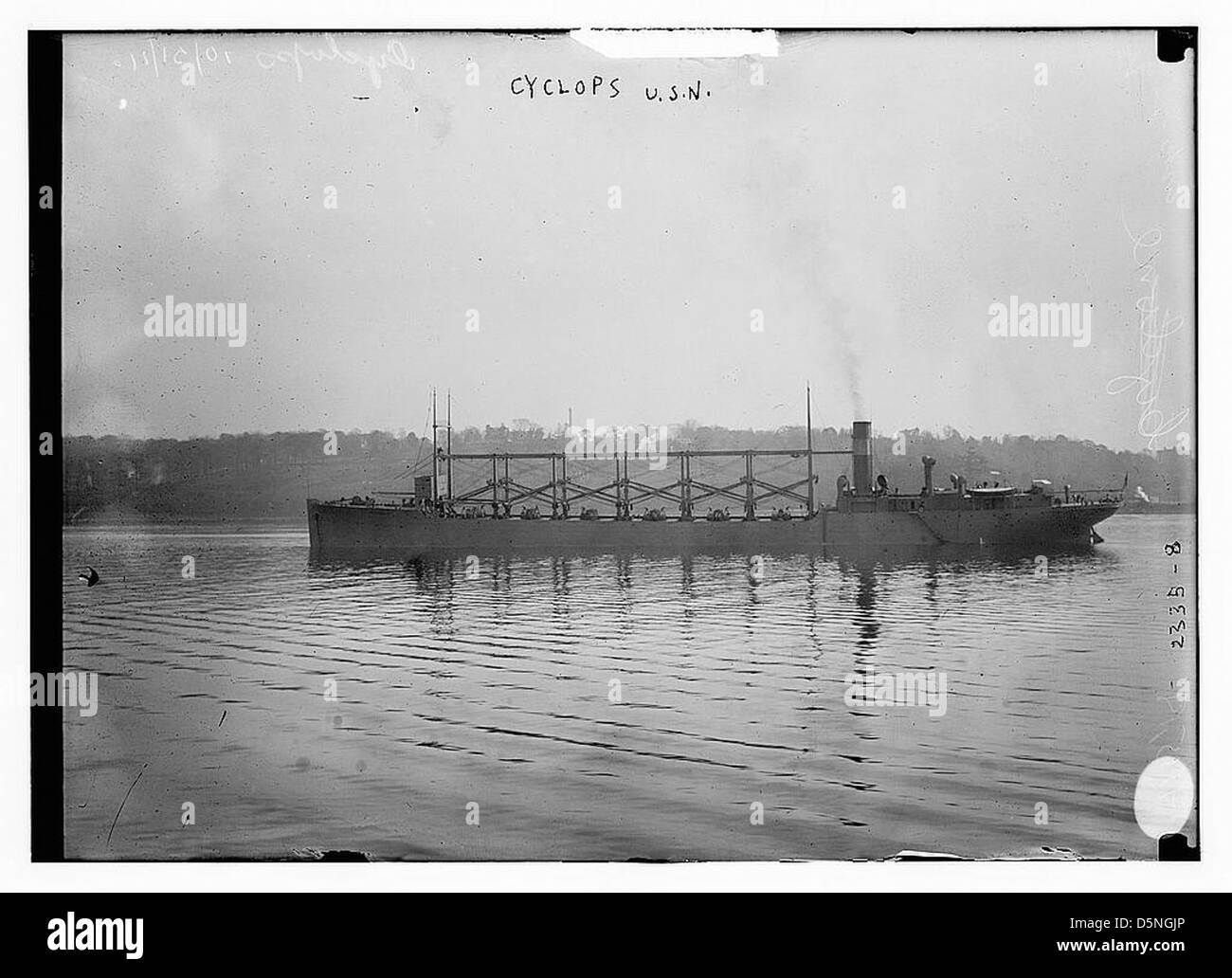 The USS Cyclops (AC-4), a Proteus-class collier, is shown in this image ...