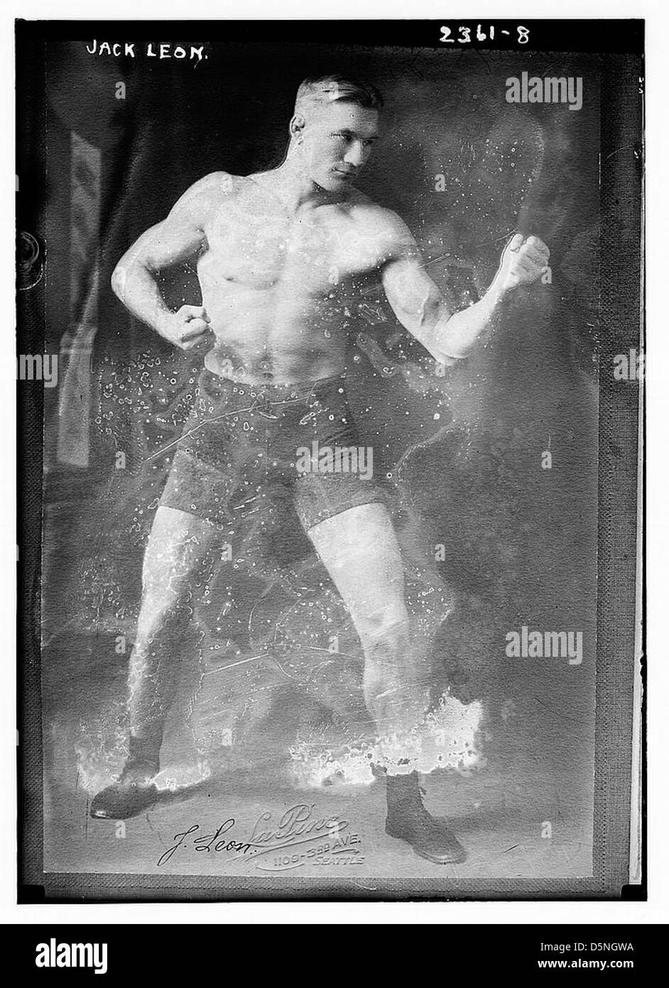 Jack Leon, a boxer from the 1910s, is photographed posing with his ...