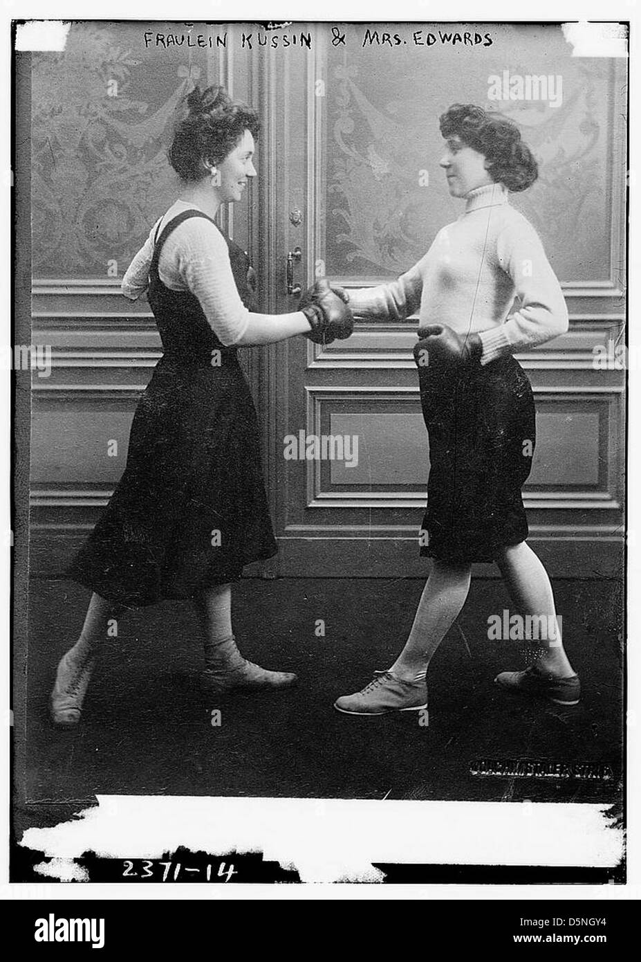 A photograph of two women, Fraulein Kussin and Mrs. Edwards, engaged in ...